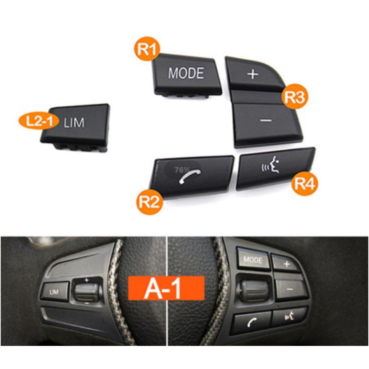Buy Black Steering Wheel Button Set Model A1 BMW 5 Series Sedan F10 ...