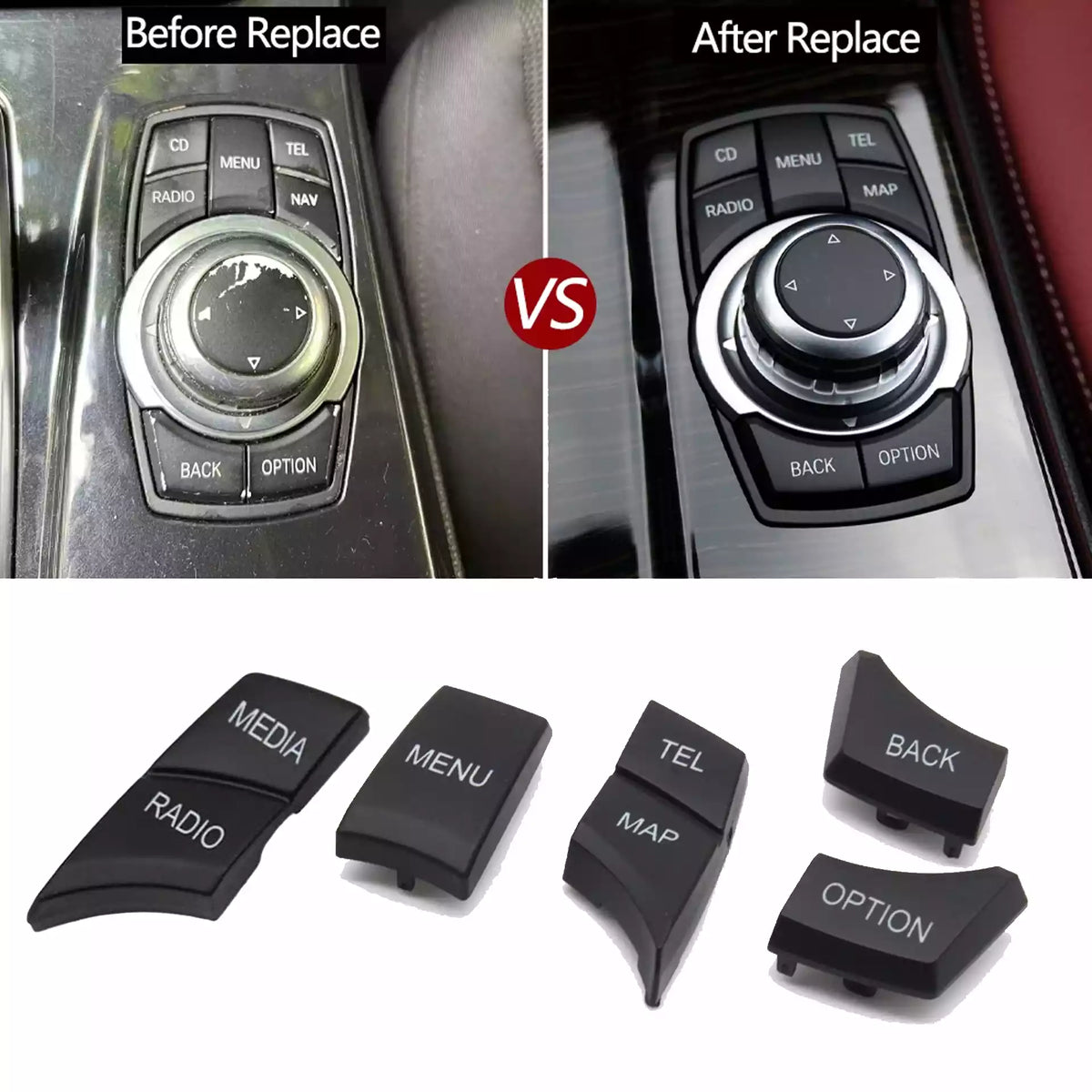 Buy Black CIC Multimedia Buttons for BMW 5 Series F10 Sedan (2010-2017 ...